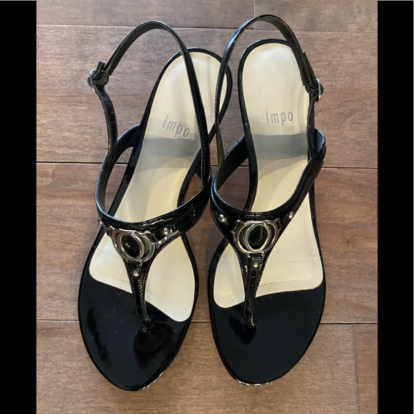 Impo | Shoes | Impo Black Patent Leather Strappy Heels | Poshmark